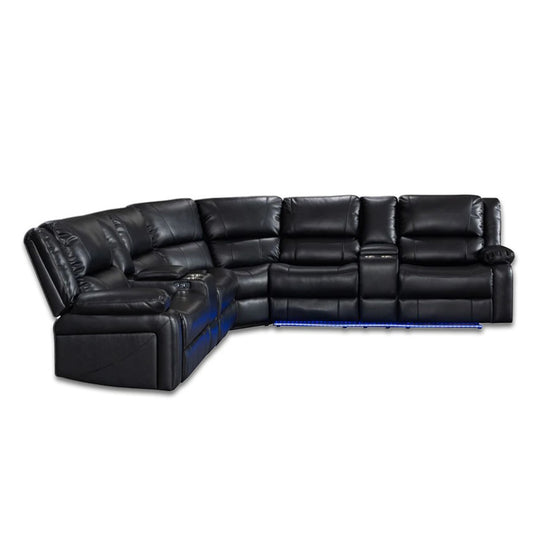 Nevada Corner Leather Electric Recliners with LED Lights ...